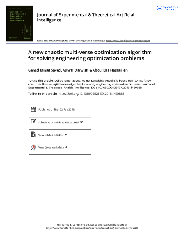 (PDF) A new chaotic multi-verse optimization algorithm for solving engineering optimization problems