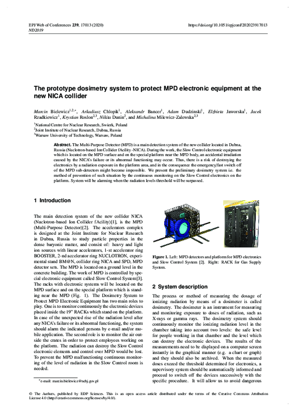 (PDF) The prototype dosimetry system to protect MPD electronic ...