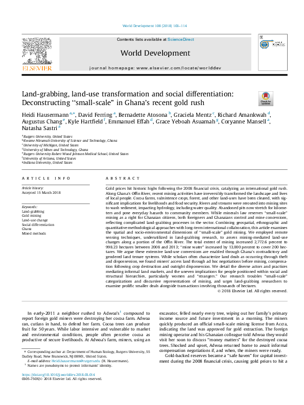 (PDF) Land-grabbing, land-use transformation and social differentiation ...