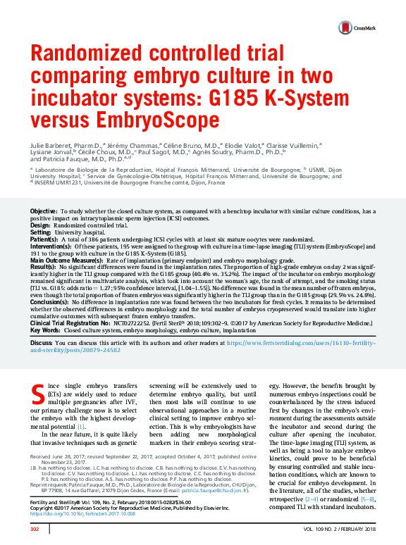 (PDF) Randomized controlled trial comparing embryo culture in two ...
