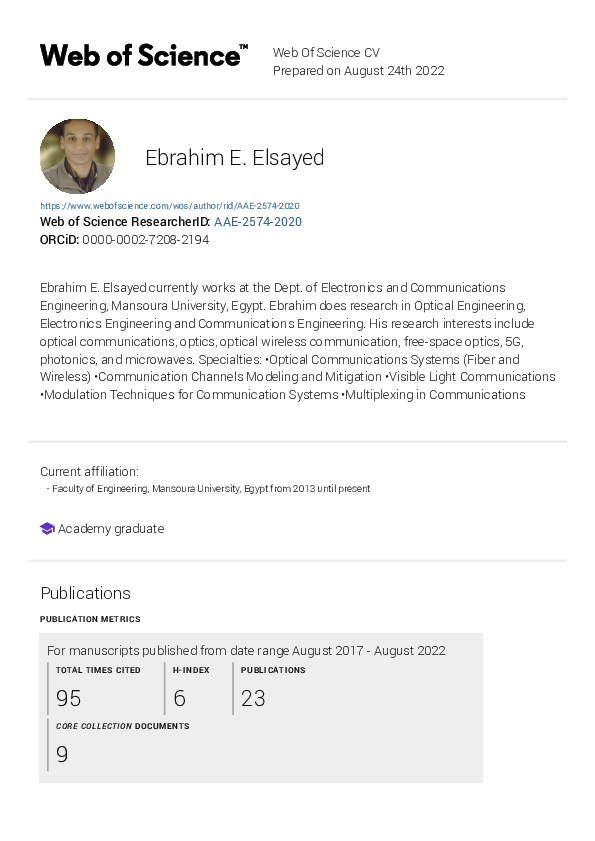 (PDF) A brief profile: web of science