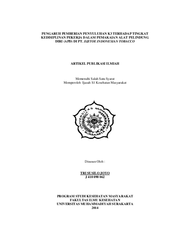 (PDF) Pengaruh Pemberian Penyuluhan K3 Terhadap Tingkat Kedisiplinan ...