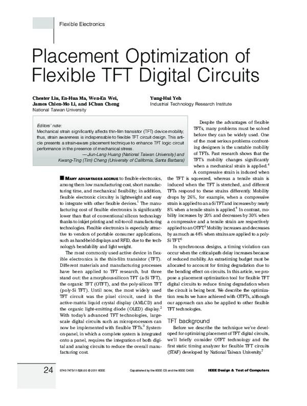 (PDF) Placement Optimization of Flexible TFT Digital Circuits | eh Ma ...