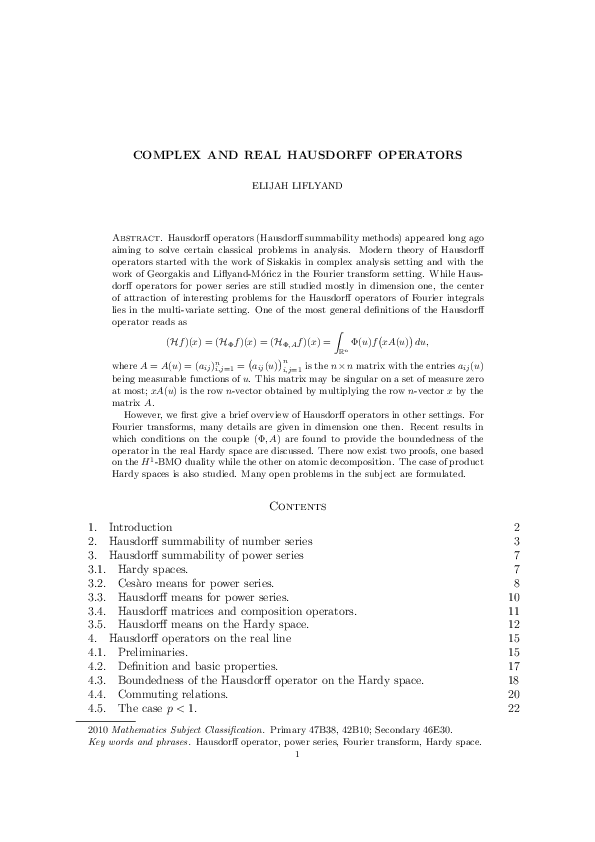 (PDF) Open Problems on Hausdorff Operators