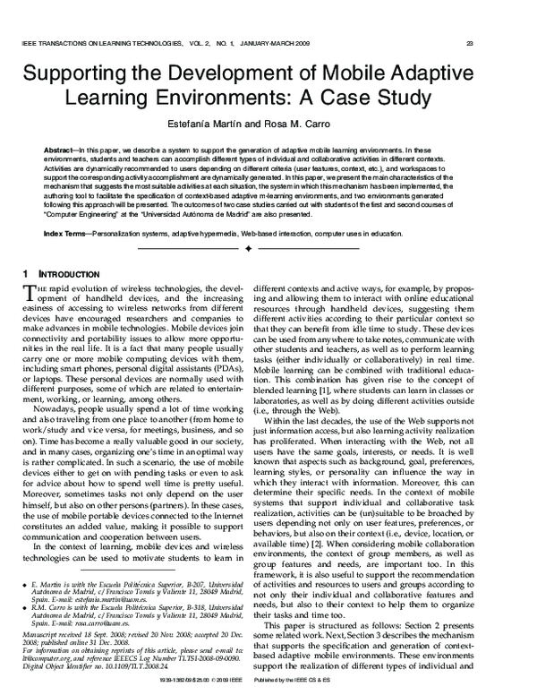 (PDF) Supporting the Development of Mobile Adaptive Learning ...