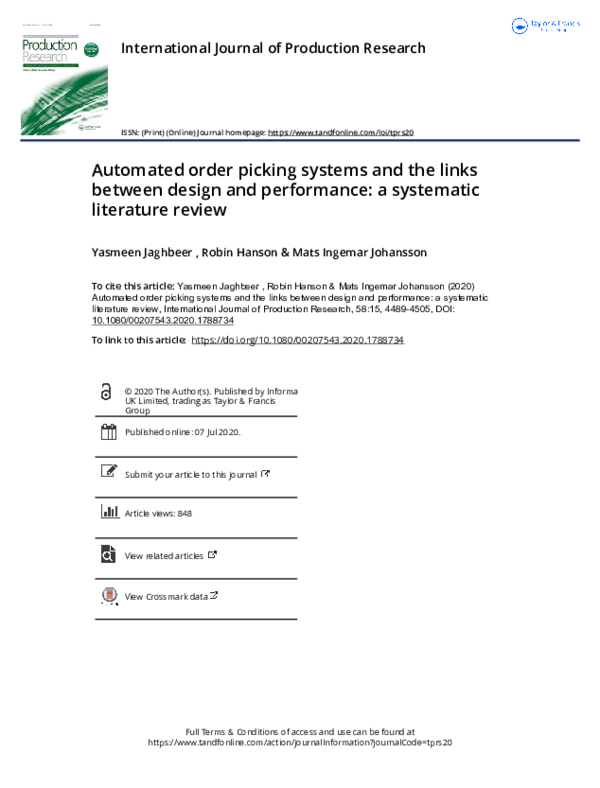 (PDF) Automated order picking systems and the links between design and ...