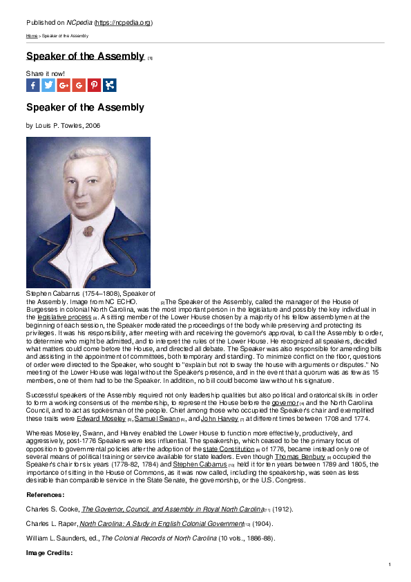 (PDF) Speaker of the Assembly | samuel swann - Academia.edu
