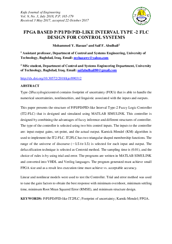 (PDF) Fpga Based P/Pi/PD/Pid-Like Interval Type -2 FLC Design for Control Systems