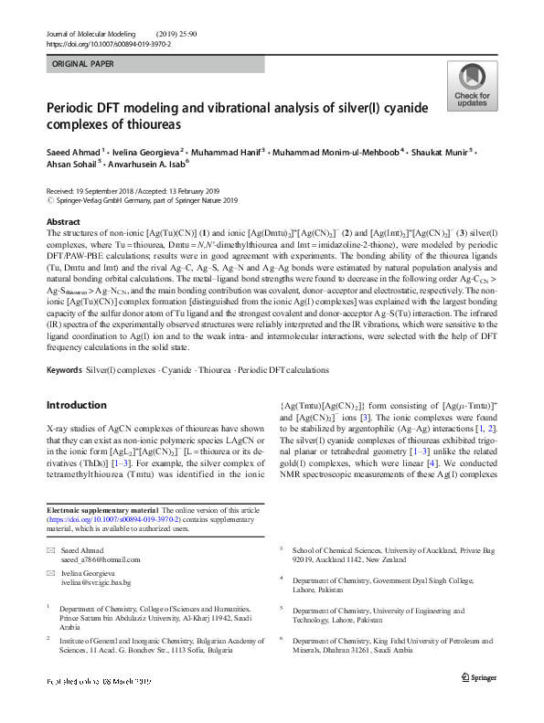 (PDF) Periodic DFT modeling and vibrational analysis of silver(I ...