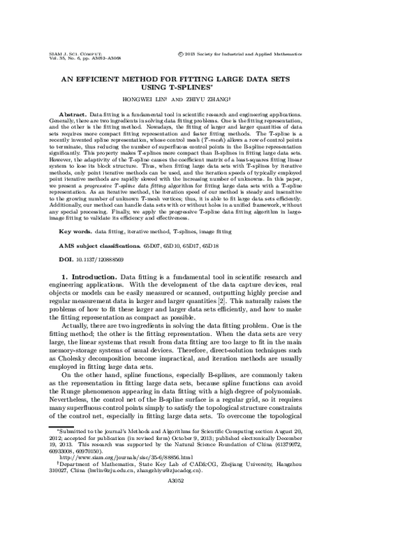 (PDF) An Efficient Method for Fitting Large Data Sets Using T-Splines