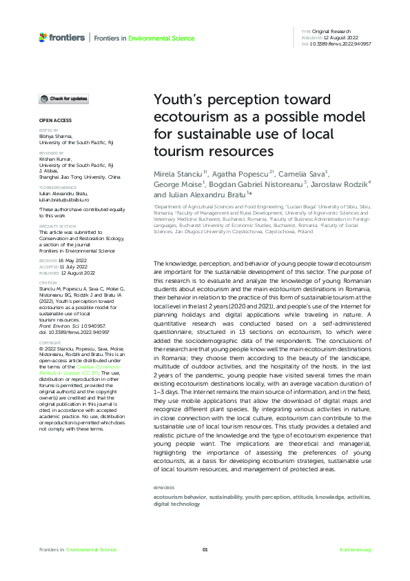 (PDF) Youth’s perception toward ecotourism as a possible model for ...