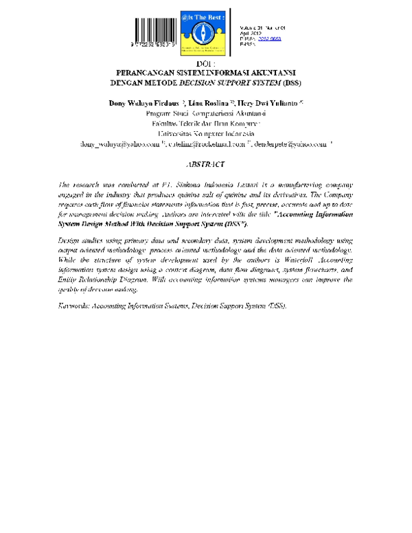 (PDF) Perancangan Sistem Informasi Akuntansi Dengan Metode Decision ...