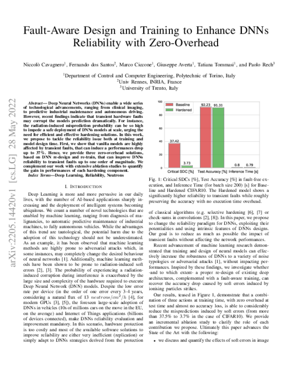 Pdf Fault Aware Design And Training To Enhance Dnns Reliability With Zero Overhead 