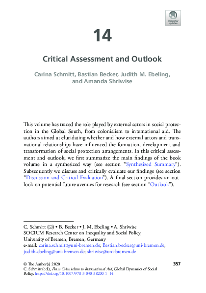 (PDF) Critical Assessment and Outlook