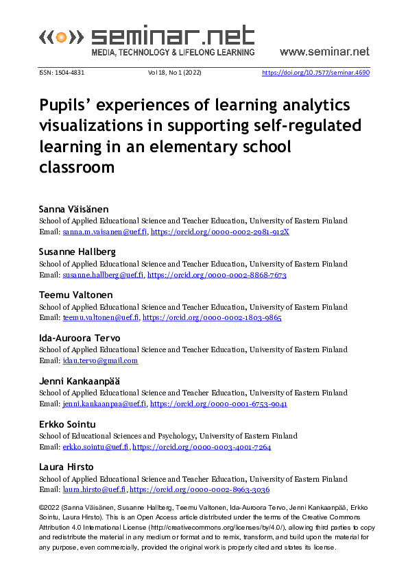 (PDF) Pupils’ experiences of learning analytics visualizations in supporting self-regulated ...
