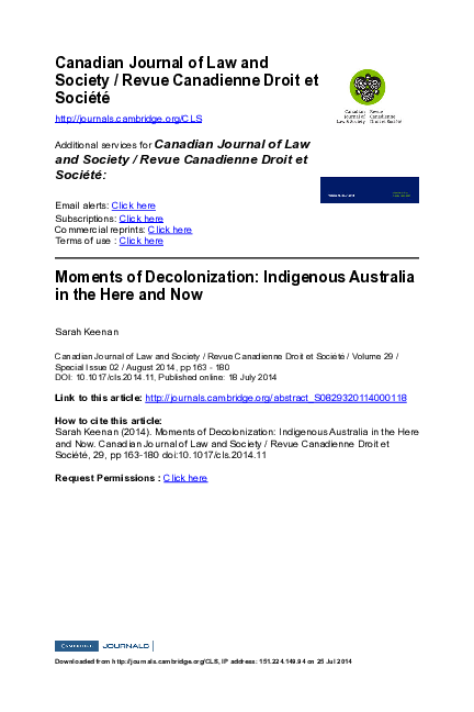 (PDF) Moments of Decolonization: Indigenous Australia in the Here and Now