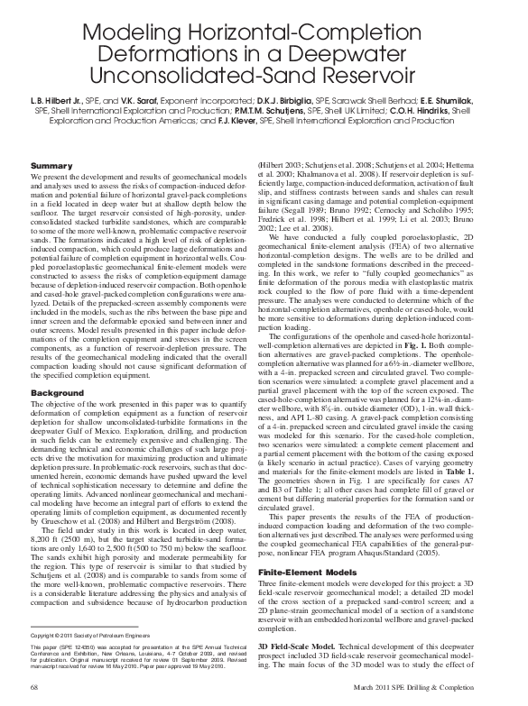 (PDF) Modeling Horizontal Completion Deformations in a Deepwater ...