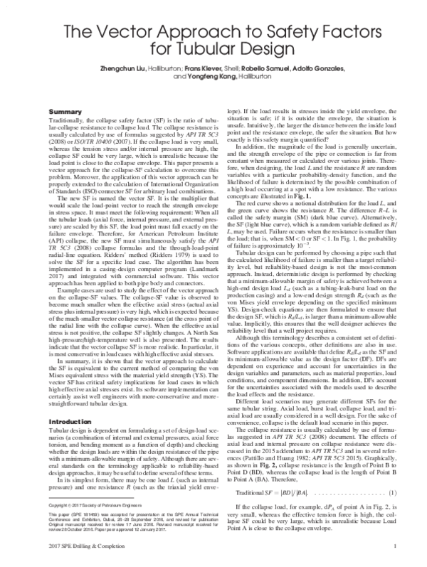 (PDF) The Vector Approach to Safety Factors for Tubular Design
