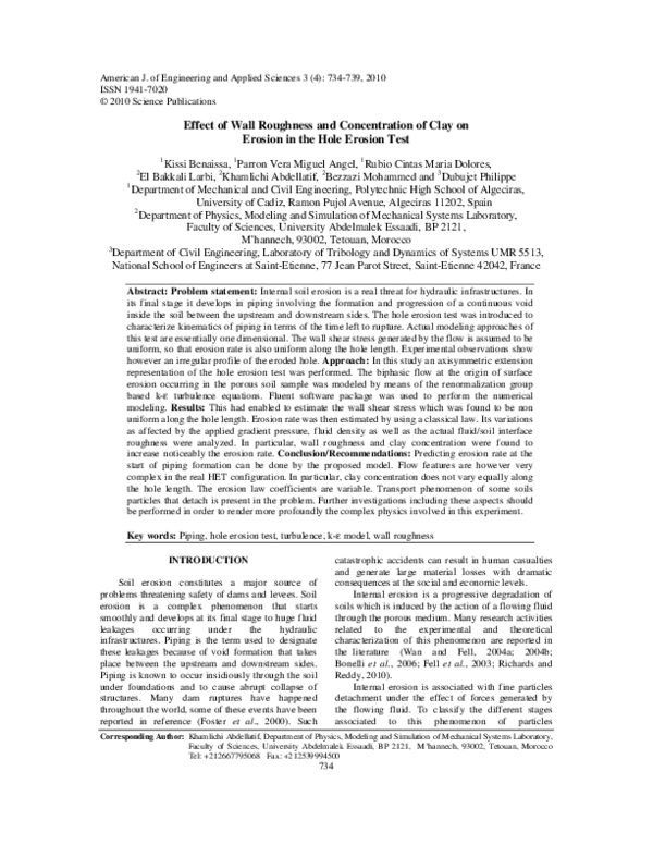 (PDF) Effect of Wall Roughness and Concentration of Clay on Erosion in ...