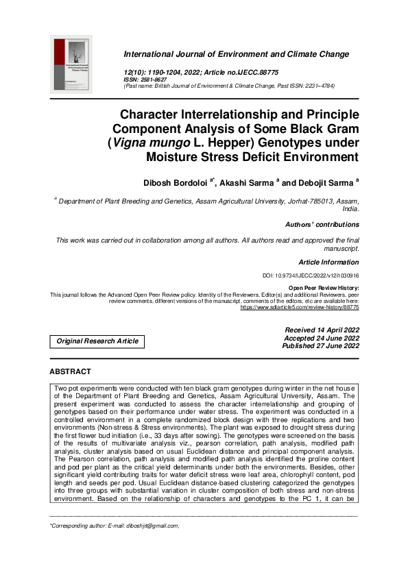 (PDF) Character Interrelationship and Principle Component Analysis of ...
