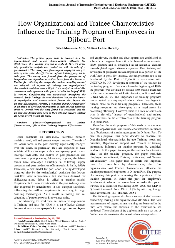 (PDF) How Organizational and Trainee Characteristics Influence the ...