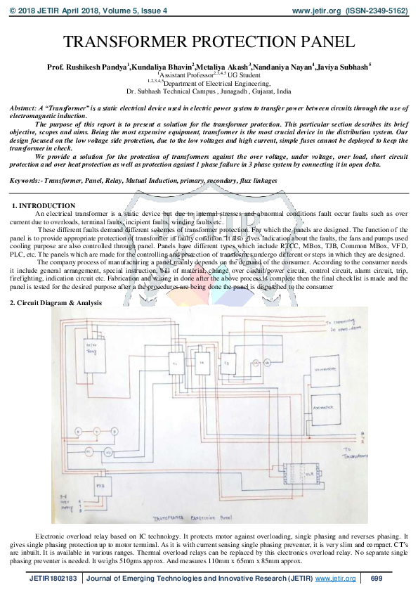 (PDF) Transformer Protection Panel
