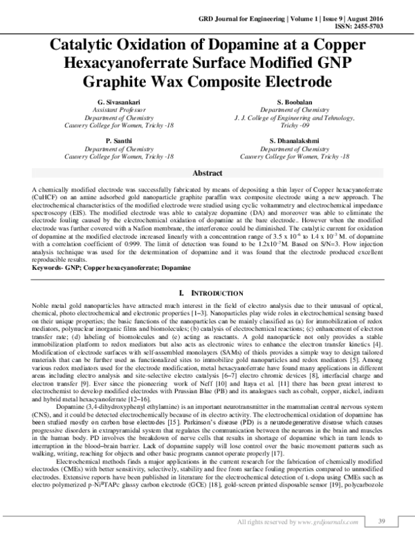 (PDF) Catalytic Oxidation of Dopamine at a Copper Hexacyanoferrate ...