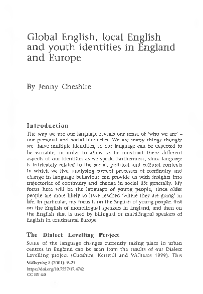 (PDF) Global English, local English and youth identities in England and ...