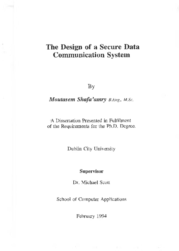 Pdf The Design Of A Secure Data Communication System