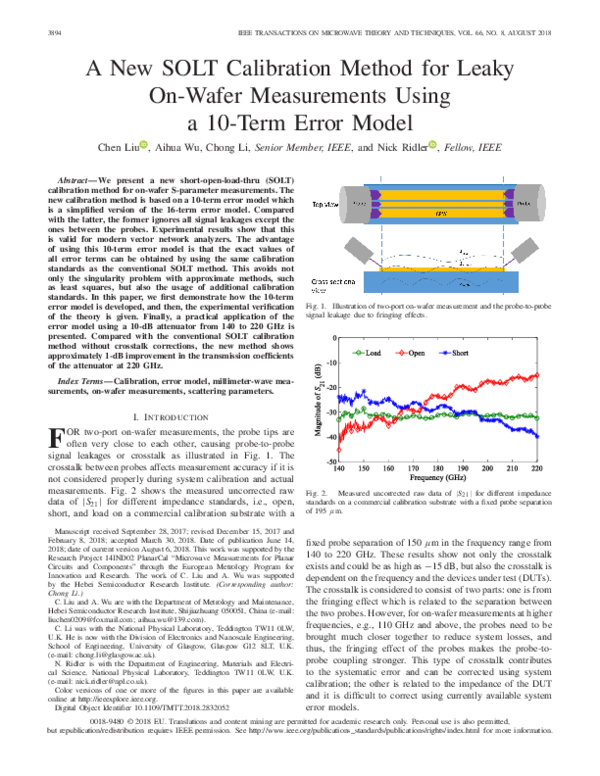 (PDF) A New SOLT Calibration Method for Leaky On-Wafer Measurements ...
