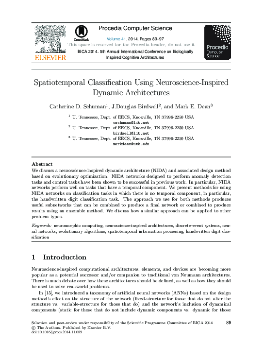 Pdf Spatiotemporal Classification Using Neuroscience Inspired Dynamic
