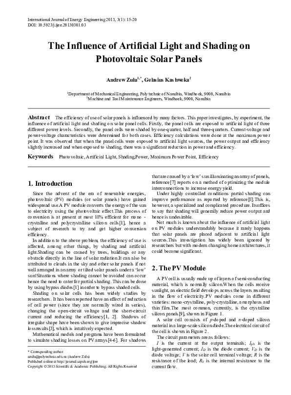 (PDF) The effect of shading on photovoltaic solar panels