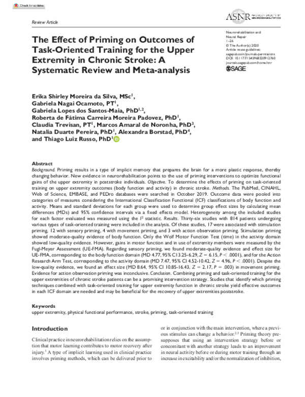 (PDF) The Effect of Priming on Outcomes of Task-Oriented Training for the Upper Extremity in ...