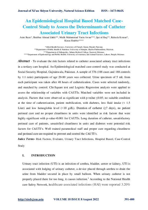 (PDF) An Epidemiological Hospital Based Matched Case-Control Study to ...