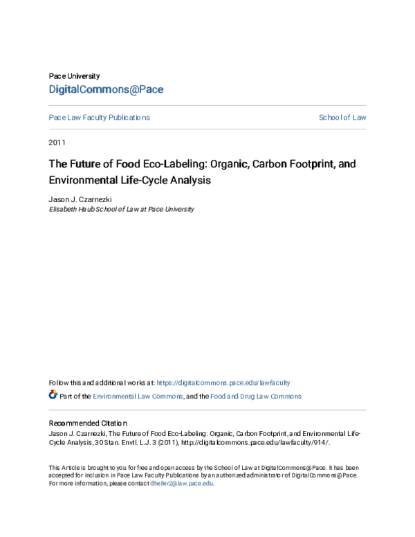 (PDF) The Future of Food Eco-Labeling: Organic, Carbon Footprint, and ...
