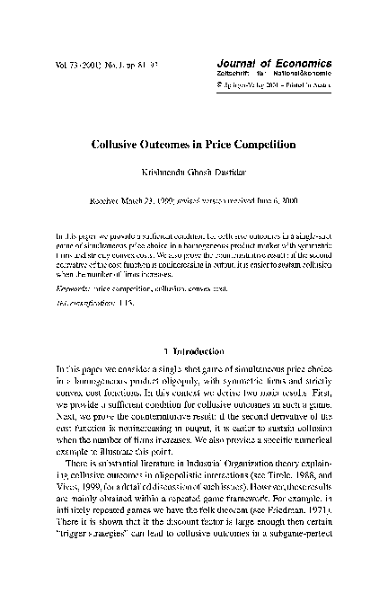 (PDF) Collusive outcomes in price competition