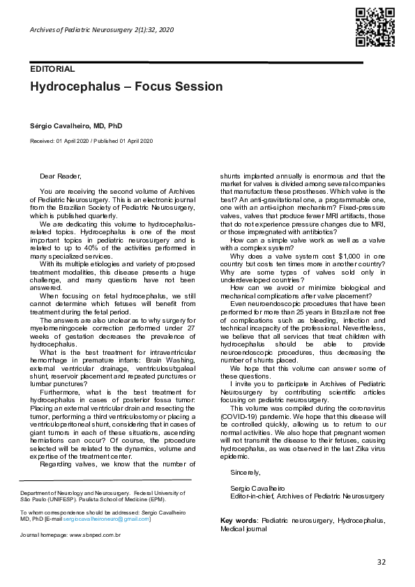 (PDF) Hydrocephalus – Focus Session