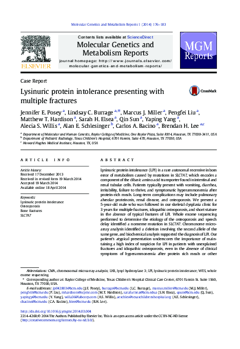 (PDF) Lysinuric protein intolerance presenting with multiple fractures ...