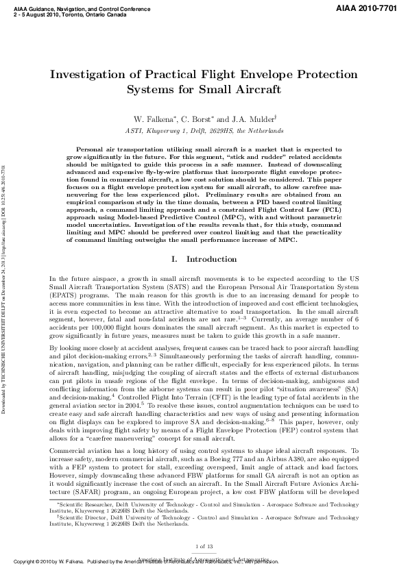 (PDF) Investigation of Practical Flight Envelope Protection Systems for ...