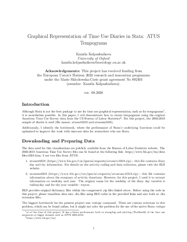 (PDF) Graphical Representation of Time Use Diaries in Stata: ATUS ...