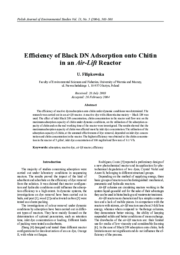 (PDF) Black DN Dye Adsorption on Chitin Efficiency
