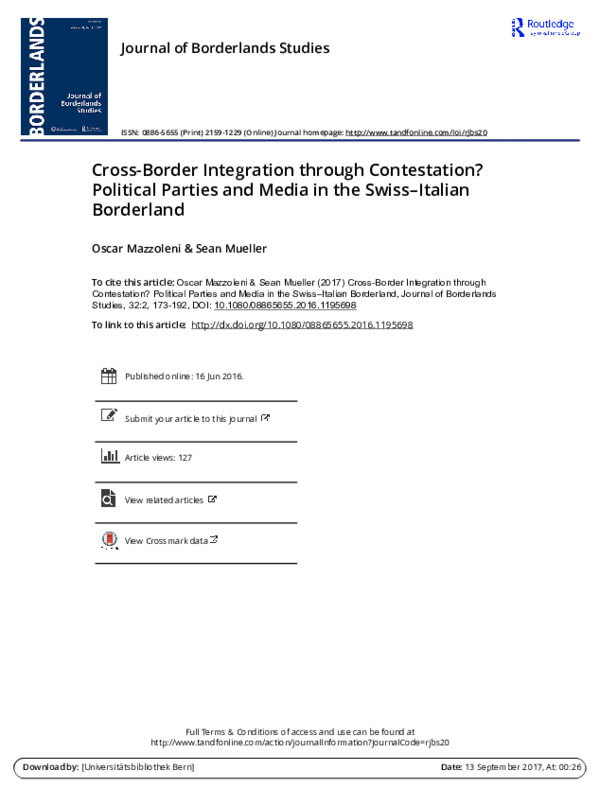 (PDF) Cross-Border Integration through Contestation? Political Parties ...
