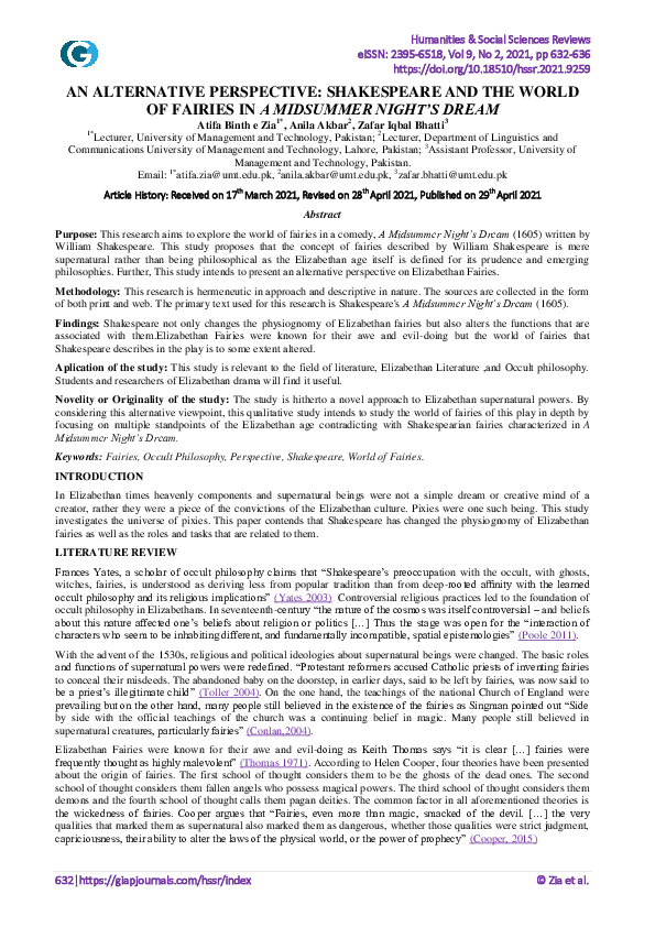 (PDF) An Alternative Perspective: Shakespeare and the World of Fairies ...