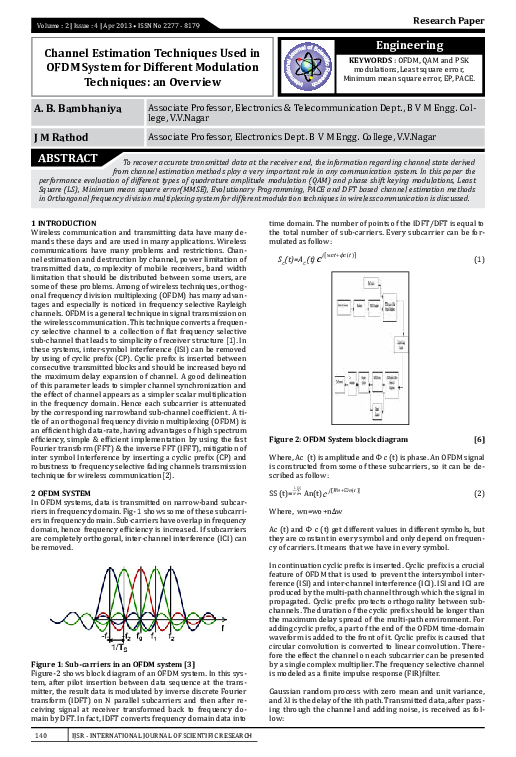 (PDF) Channel Estimation Techniques Used in OFDM System for Different Modulation Techniques: an ...