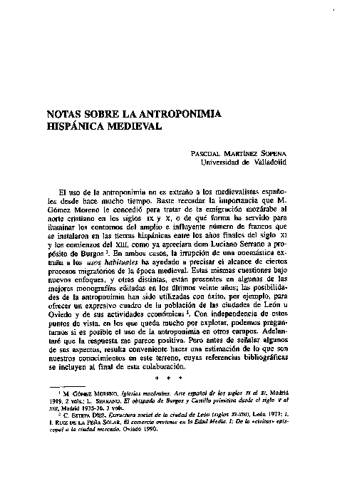 (PDF) Notas Sobre La Antroponimia Hispánica Medieval