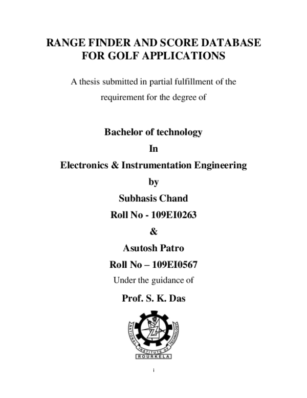 (PDF) Range Finder and score Database for Golf Applications | asutosh ...