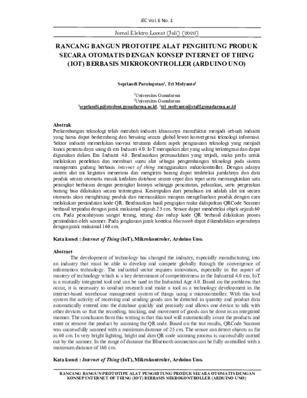 (PDF) Rancang Bangun Prototipe Alat Penghitung Produk Secara Otomatis ...