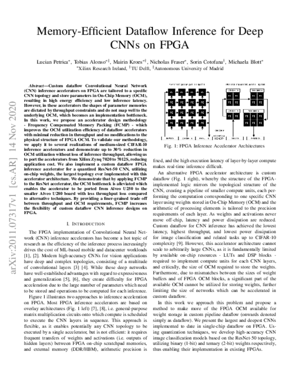 Pdf Memory Efficient Dataflow Inference For Deep Cnns On Fpga Michaela Blott