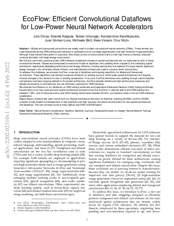 (PDF) EcoFlow: Efficient Convolutional Dataflows for Low-Power Neural Network Accelerators