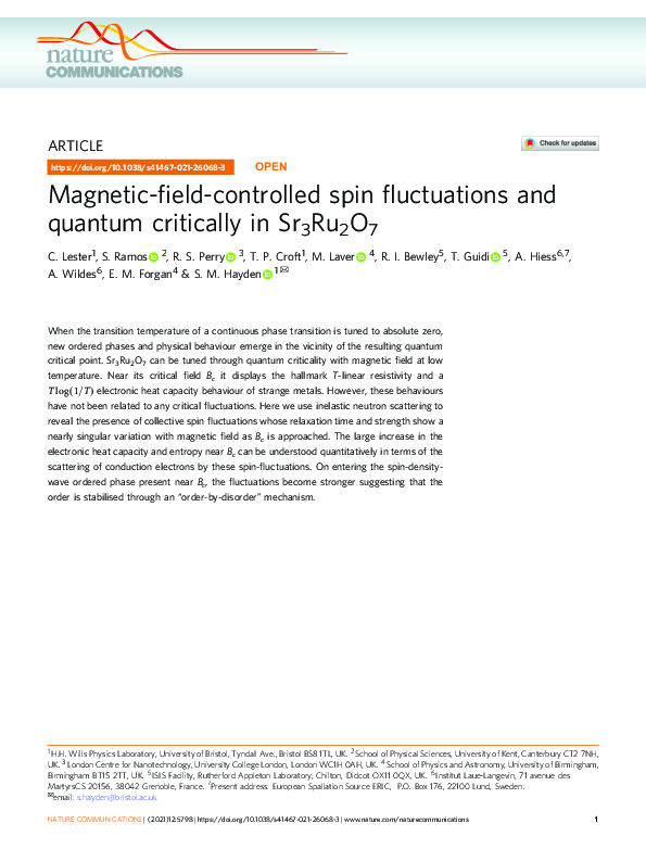 (PDF) Magnetic-field-controlled spin fluctuations and quantum ...